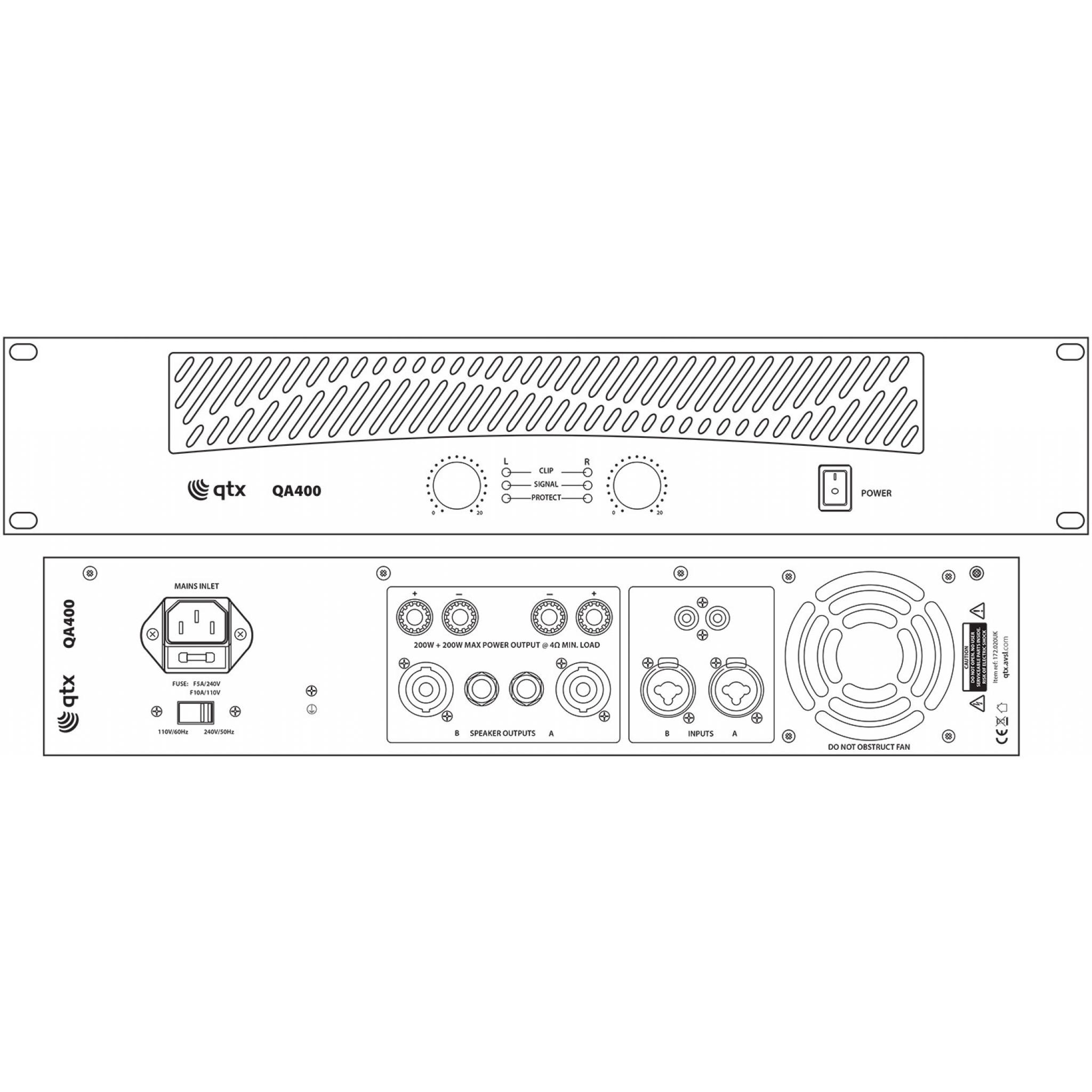 QTX QA400 2U POWER AMPLIFIER